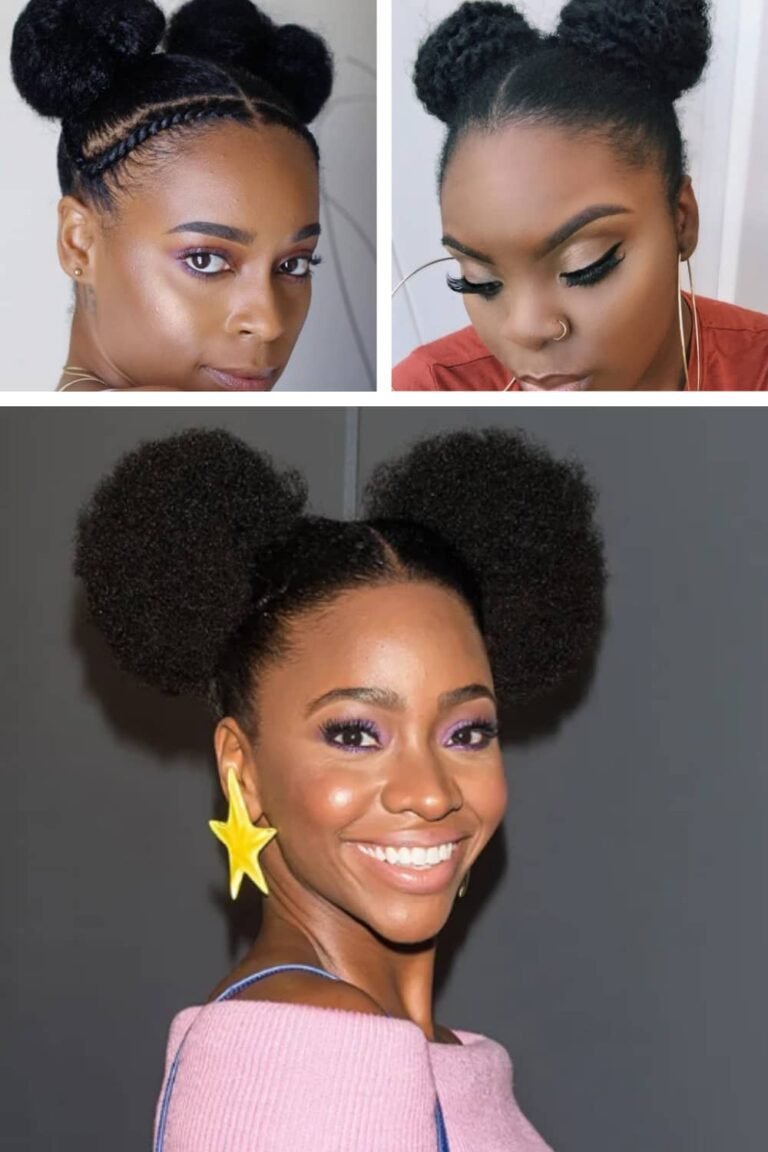 Playful and Chic Space Buns for Natural Hair